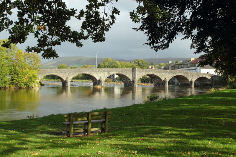 Bridge Over the River Wye in Builth Wells, Wales. Stock Image - Image ...