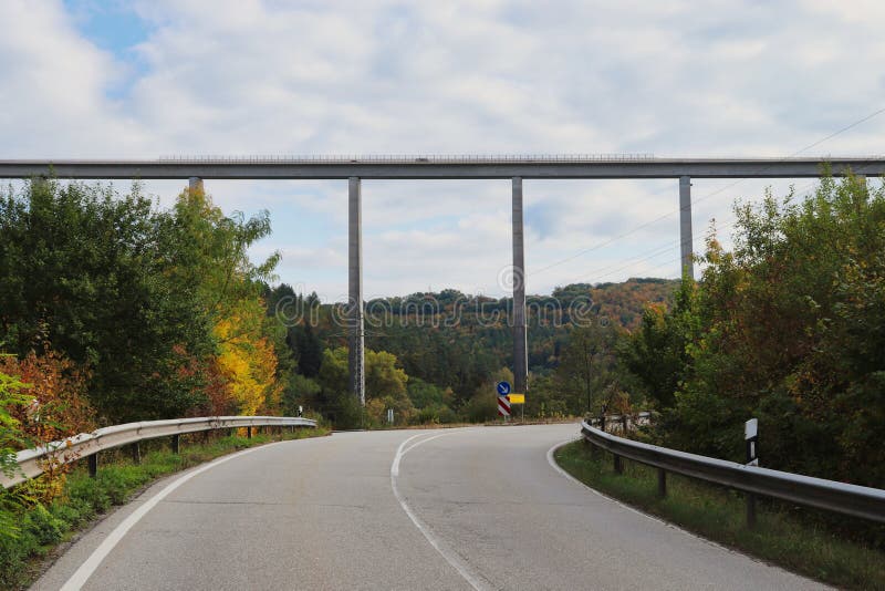 Bridge Over Road in Rural Germany on a Fall Day Editorial Photo - Image ...