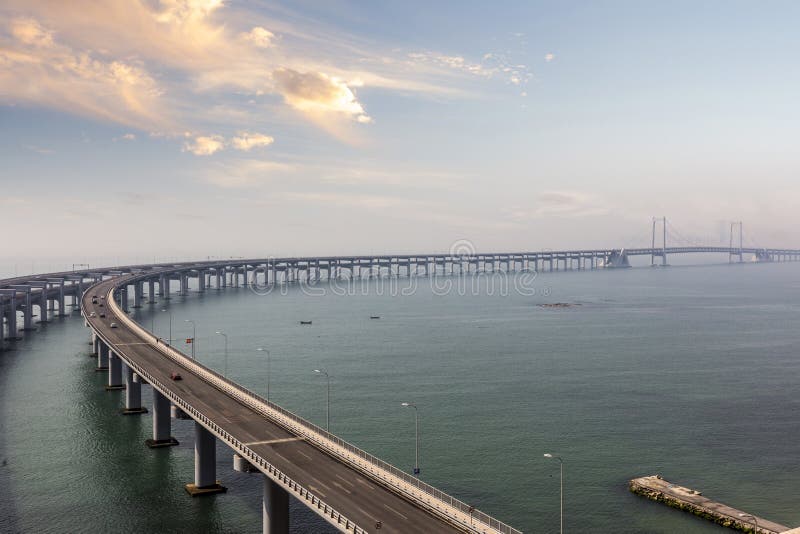 Bridge over the sea stock image. Image of dalian, highways - 94834797