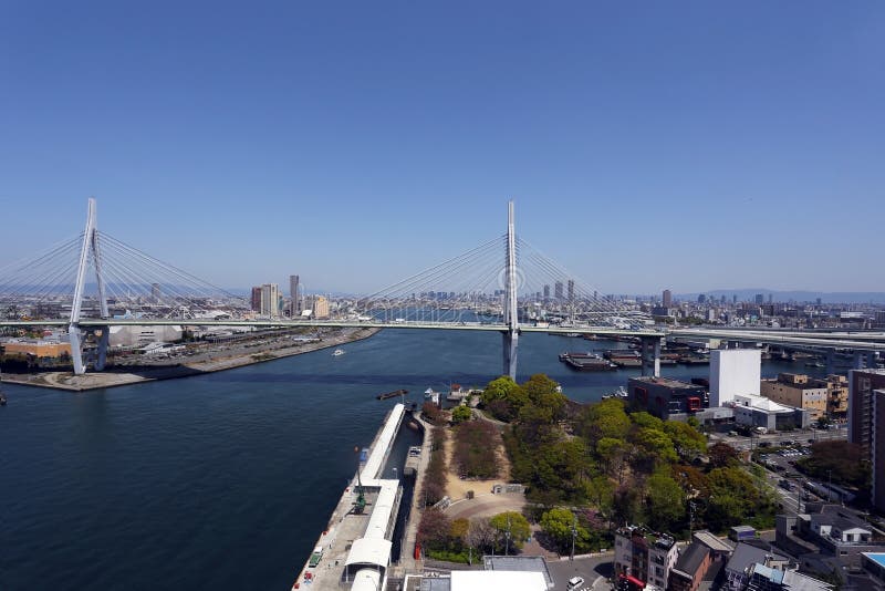 Bridge Over the Sea in Osaka Editorial Image - Image of water, blue ...