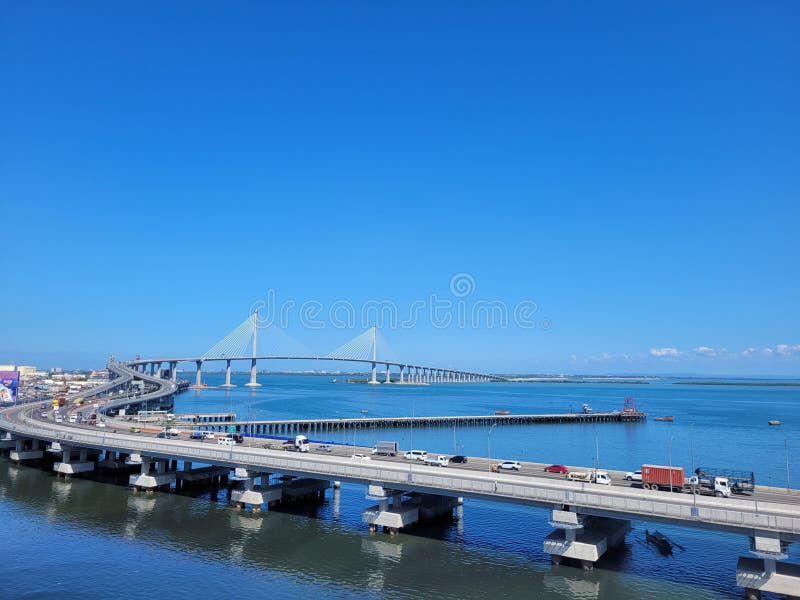 Bridge Over Seawater of Cebu City, Philippines Stock Photo - Image of ...