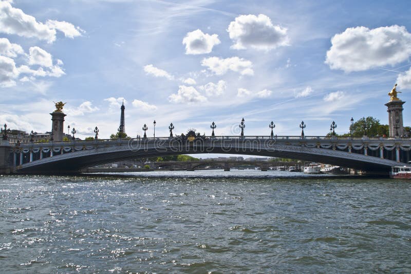 Bridge over Seine. stock photo. Image of marine, pier - 23894798