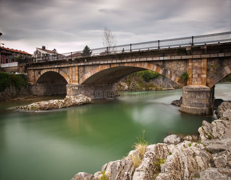 Bridge Over Sella River in Cangas De Onis Stock Photo - Image of river ...