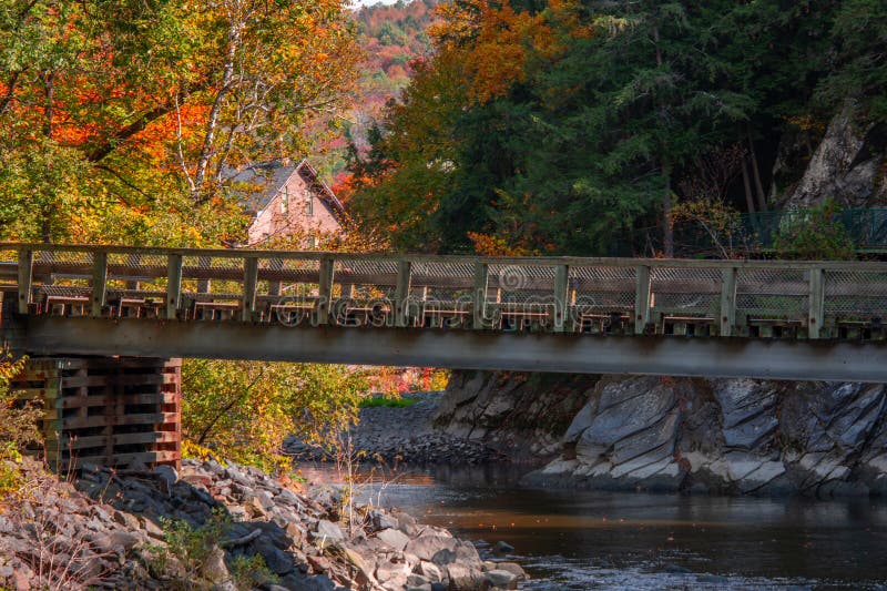 Bridge Over a Small River in the Fall Stock Photo - Image of hiking ...