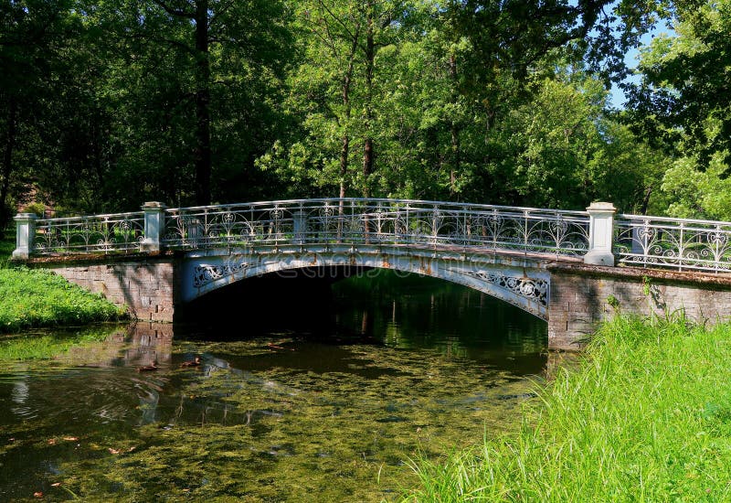 Bridge Over a Small River in the Park Stock Image - Image of reservoir ...