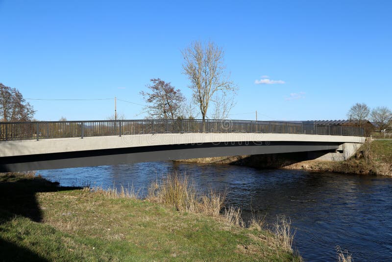 Bridge Over a Small River in Spring Stock Image - Image of tree, green ...