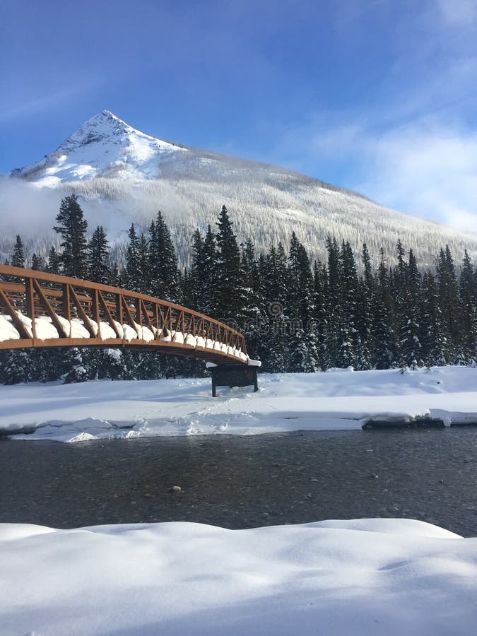 Bridge over snowy river stock photo. Image of snow, bridge - 142555210