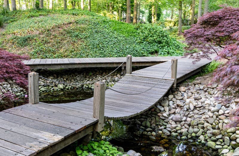 A Bridge Over a Stream in the Park Stock Photo - Image of outward ...
