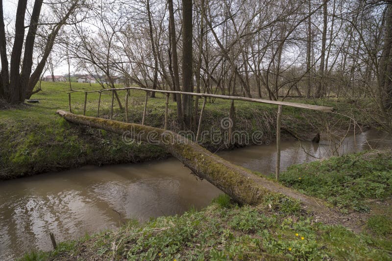 The Bridge Over the Stream Was Made "in House Method". Stock Image ...