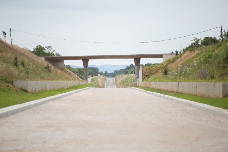 Bridge Over a Street in the Rural Area Stock Image - Image of road ...