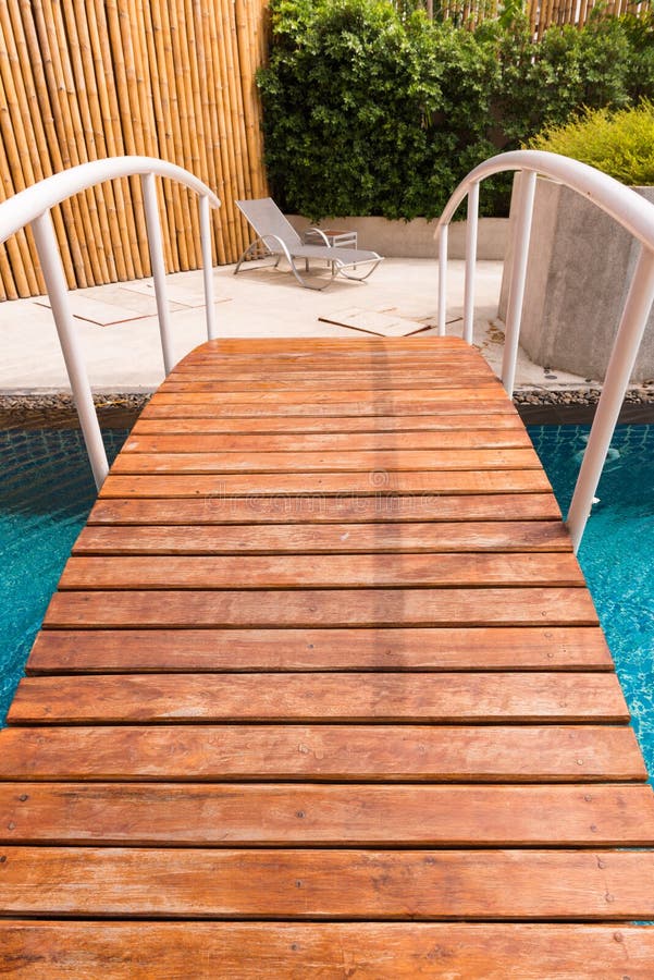 Bridge Over the Swimming Pool Stock Image - Image of chair, hotel: 95174657