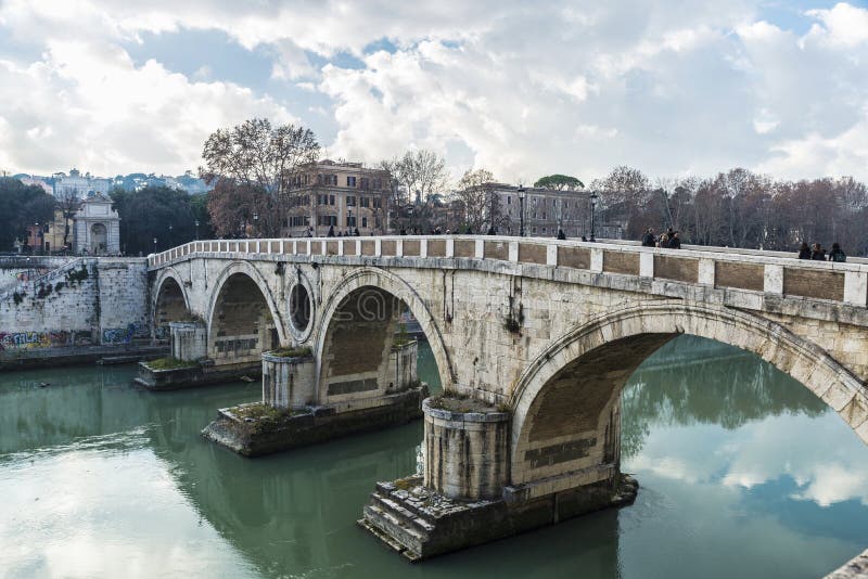 Bridge Over the Tiber River in Rome, Italy Editorial Stock Image ...