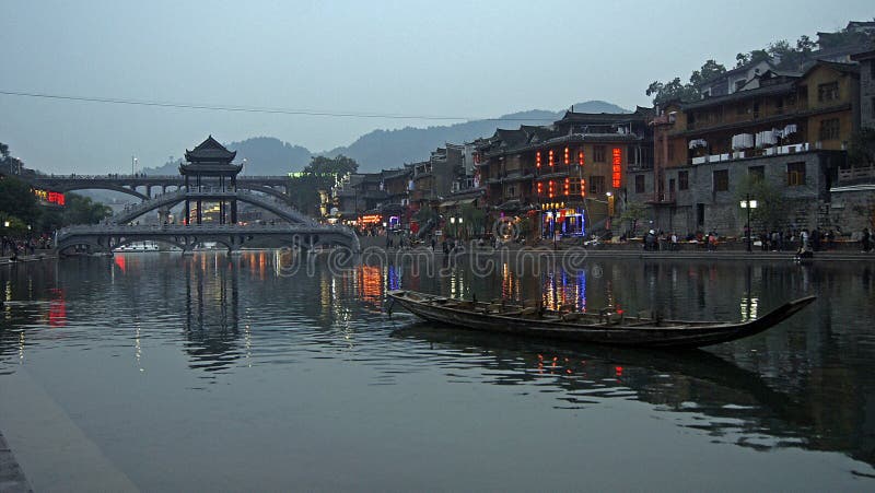 Bridge Over the Tuo Jiang River in Fenghuang, China Editorial Stock ...
