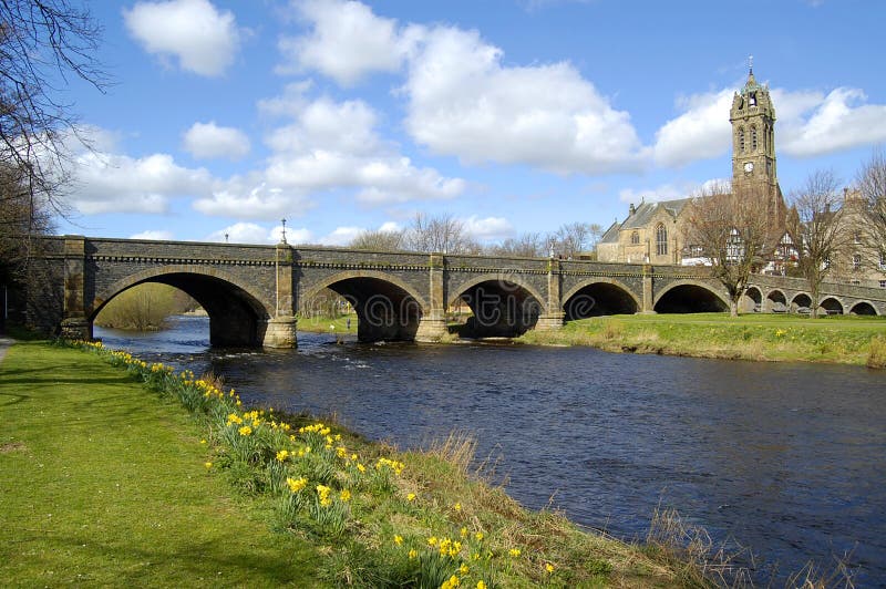 Bridge Over the Tweed, Peebles Stock Photo - Image of flowers, kingdom ...