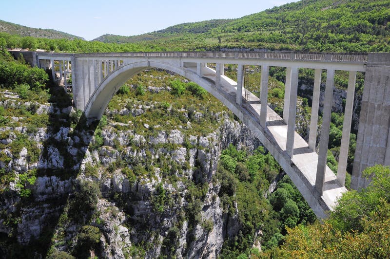 Bridge over Verdon gorge. stock image. Image of emerald - 25078753