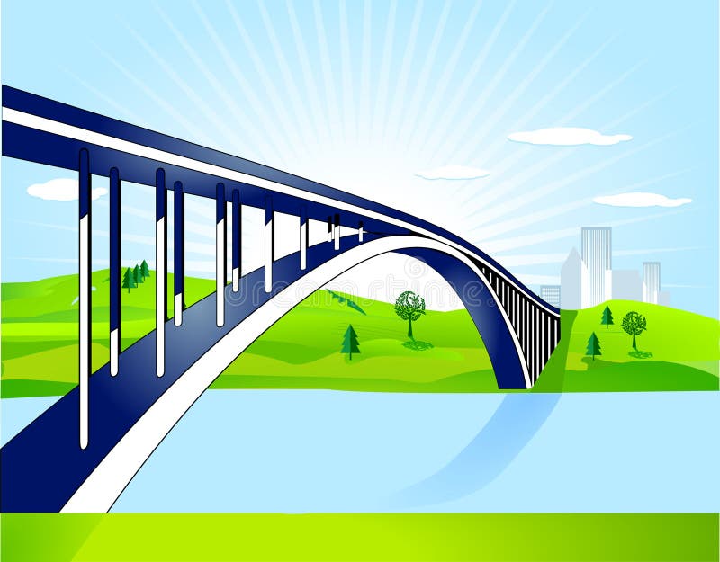 Bridge over water stock vector. Illustration of traffic - 18802317
