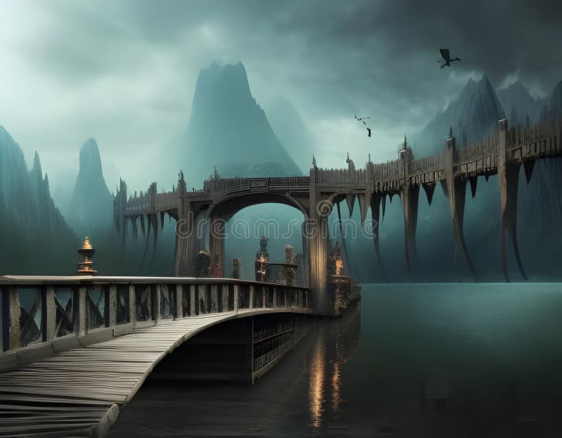 Bridge Mountains Sea Stock Illustrations – 449 Bridge Mountains Sea ...