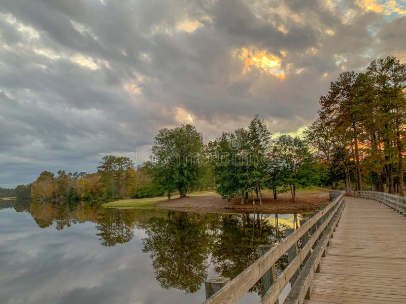 Bridge Over Water with Trees Amd Lake Stock Image - Image of scenic ...