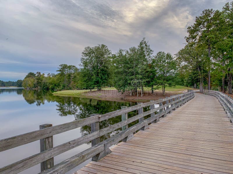 Bridge Over Water with Trees Amd Lake Stock Image - Image of outdoor ...
