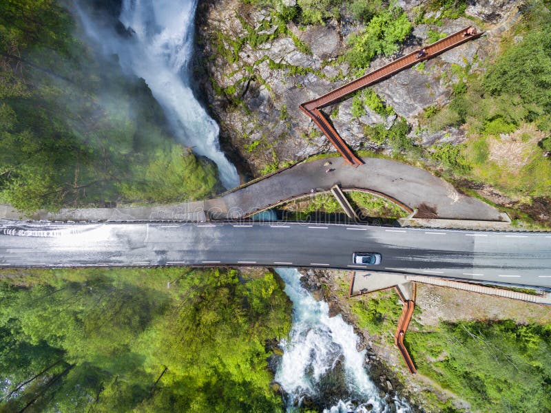 Bridge over waterfall stock image. Image of norwegian - 60797335