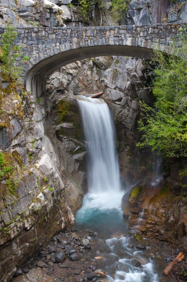 Waterfall and bridge stock image. Image of stream, north - 7440847