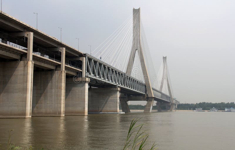 Bridge over Yangtze river stock photo. Image of modern - 25449998