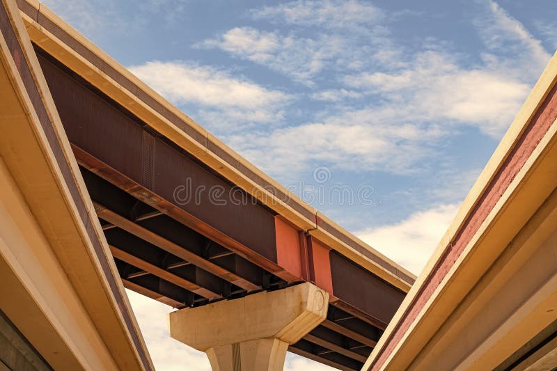 Bridge Overpass on Highway. Structural Overpass in Perspective ...