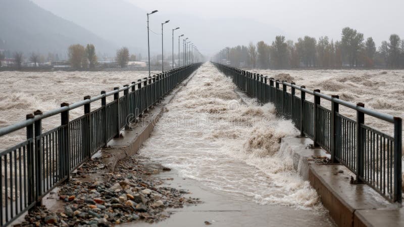 Bridge is Overwhelmed by Powerful Flood Currents, Creating Dramatic ...