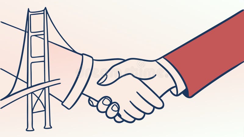 Bridge of Partnership, Handshake Over a Bridge, Vector Design ...