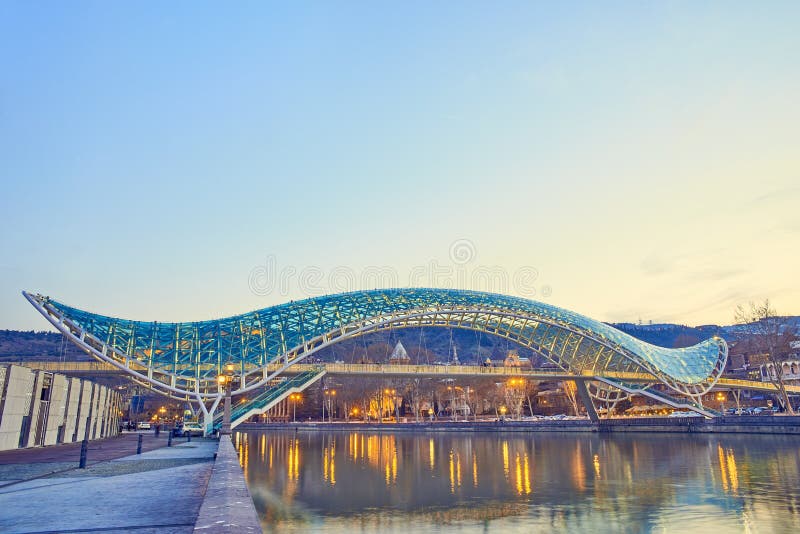 The Bridge of Peace in Tbilisi Editorial Photography - Image of ...