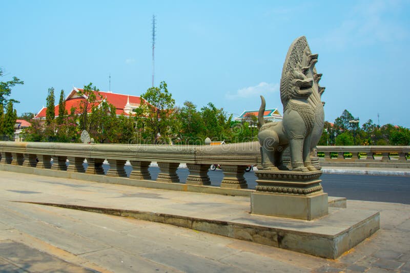 The Bridge.PHNOM PENH, CAMBODIA Stock Image - Image of motorbikes ...