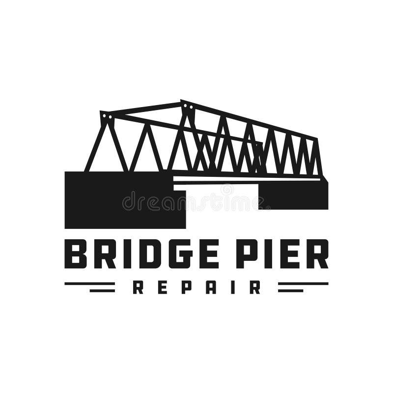 Bridge Pier Construction Illustration Logo Stock Vector - Illustration ...