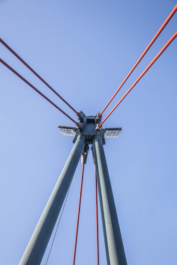 Bridge Pillar or a-shaped Pylon of the Holbeinsteg Bridge / Holbeinsteg ...