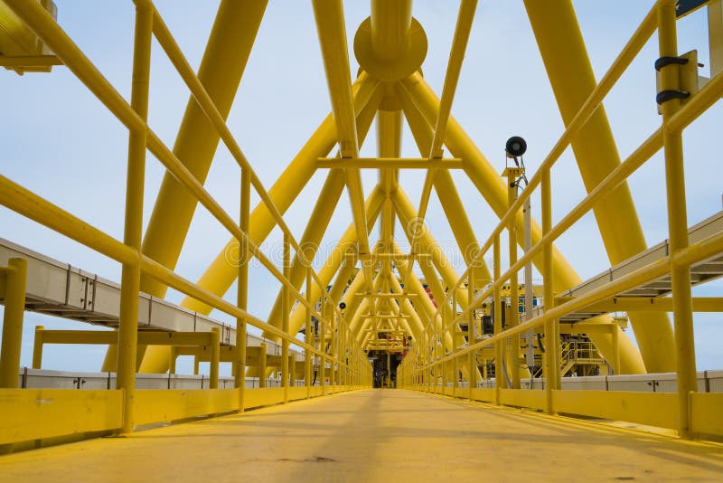 Bridge Platform Connected between Oil and Gas Wellhead Platform and ...
