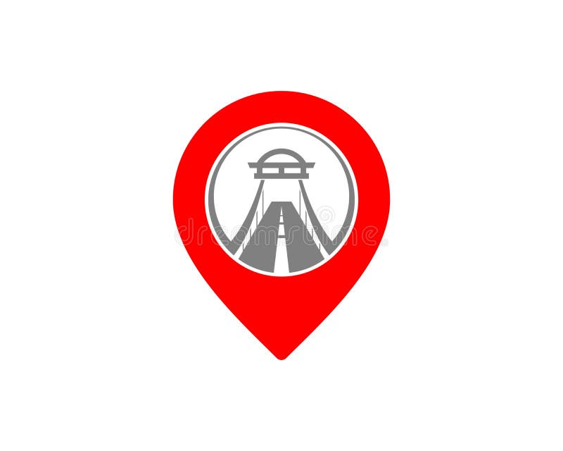 Bridge in the Point Location Logo Stock Illustration - Illustration of ...