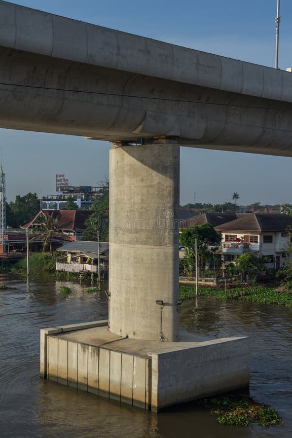 Bridge Pole Cross the River Stock Photo - Image of business, bridge ...