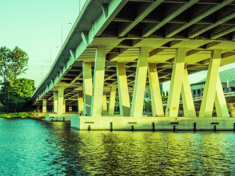 Bridge Pole in the River Water. Stock Photo - Image of background ...