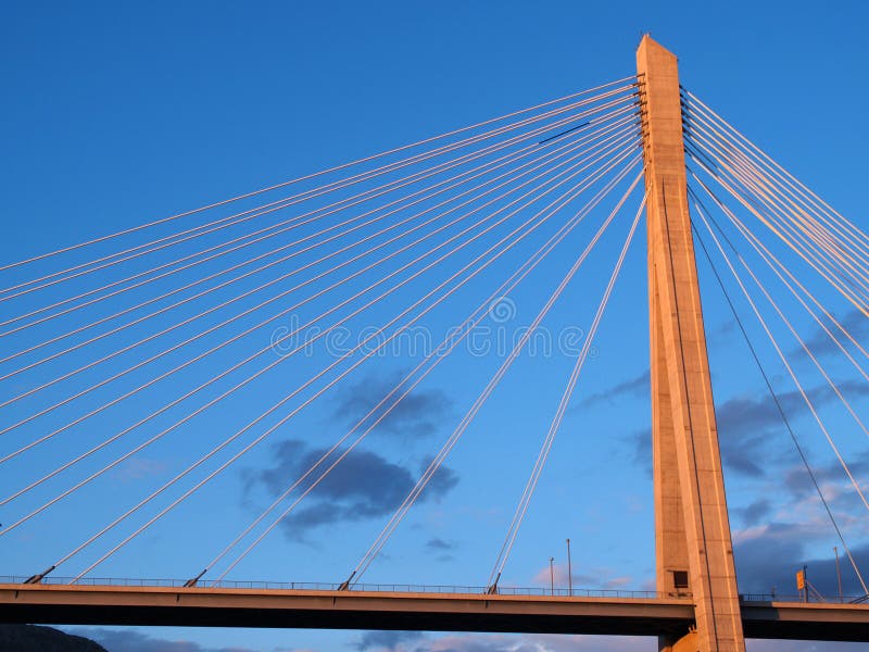 Bridge Pylon with Suspension Cables Stock Image - Image of belgrade ...