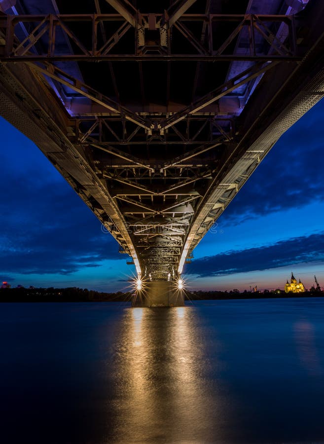 Bridge on a Quiet Night, Bottom View Stock Photo - Image of scene ...