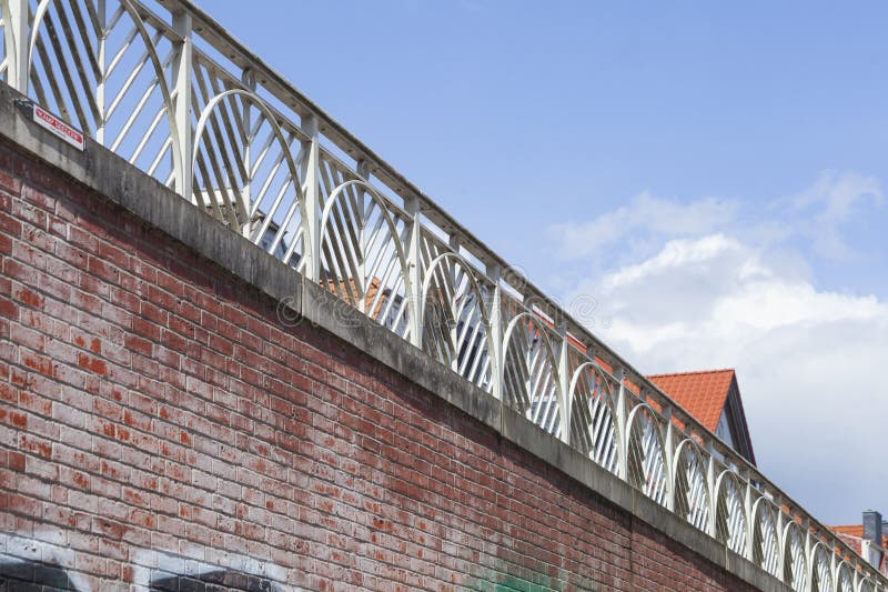 Bridge with Railing and Brick Wall Stock Photo - Image of brick ...