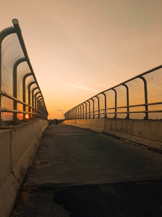 Bridge Railing Perspective in the Afternoon Stock Photo - Image of ...