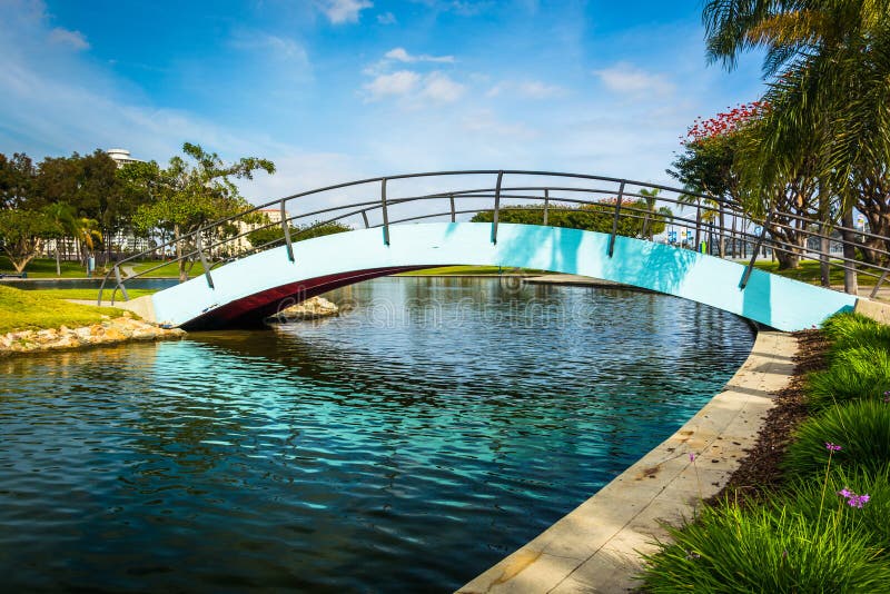 Bridge at Rainbow Lagoon Park in Long Beach Stock Image - Image of ...