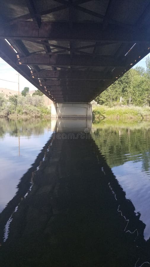 Bridge Reflection on John Day River Stock Image - Image of lake ...