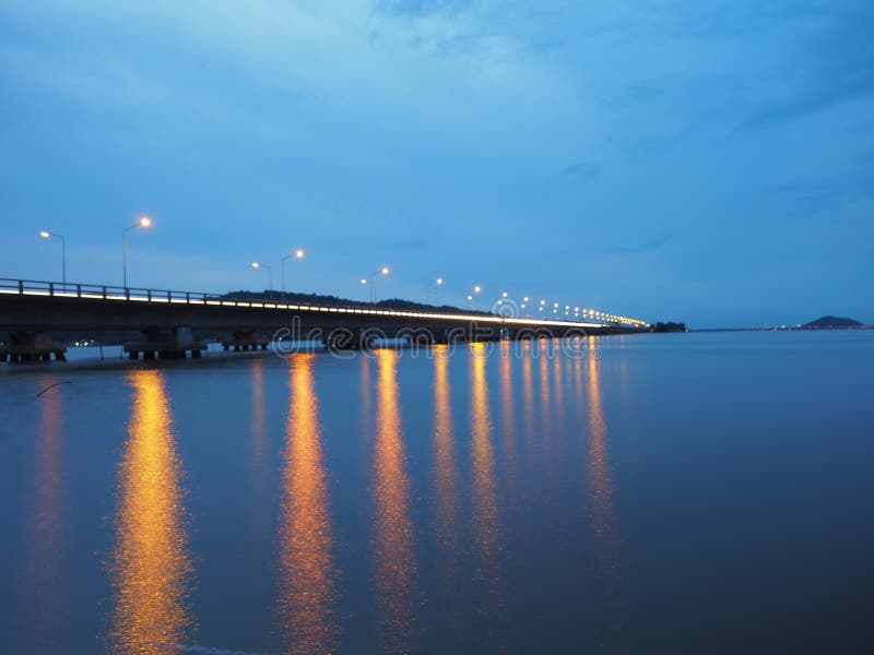 Bridge and Reflections from the Light on the Water Surface Stock Photo ...