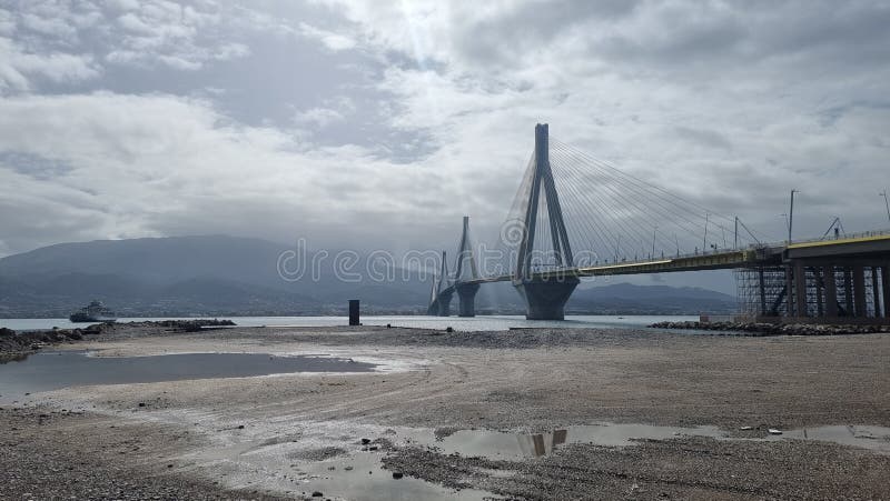 Bridge of Rio Antirio in Patra Greece Stock Image - Image of water ...