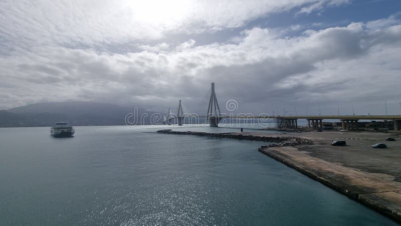 Bridge of Rio Antirio in Patra Greece Stock Photo - Image of landmark ...
