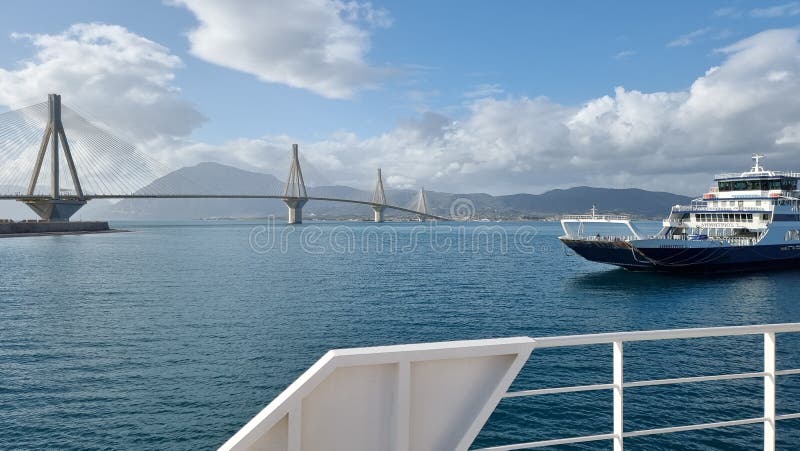 Bridge of Rio Antirio in Patra Greece Stock Photo - Image of hanging ...