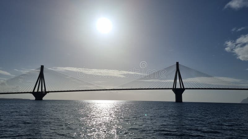 Bridge of Rio Antirio in Patra Greece Stock Image - Image of blue ...