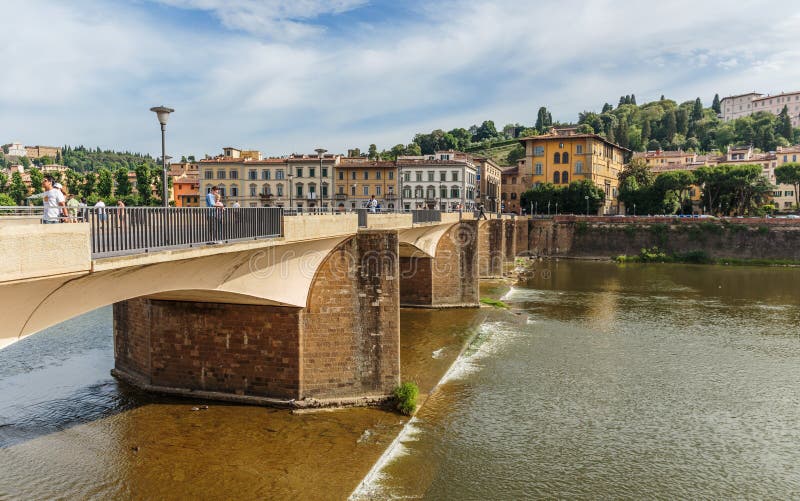 Bridge on the River Arno Florence , Italy Editorial Stock Image - Image ...