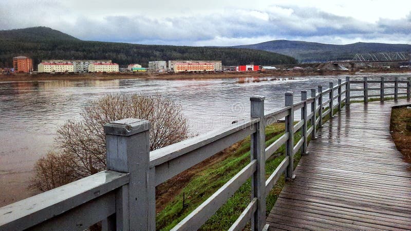 On the Bridge River Walk Landscape Water Beach Stock Photo - Image of ...